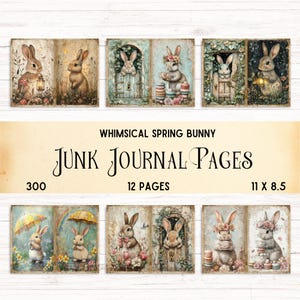 Whimsical Bunny Junk Journal Pages, Vintage Easter Ephemera, Printable ...