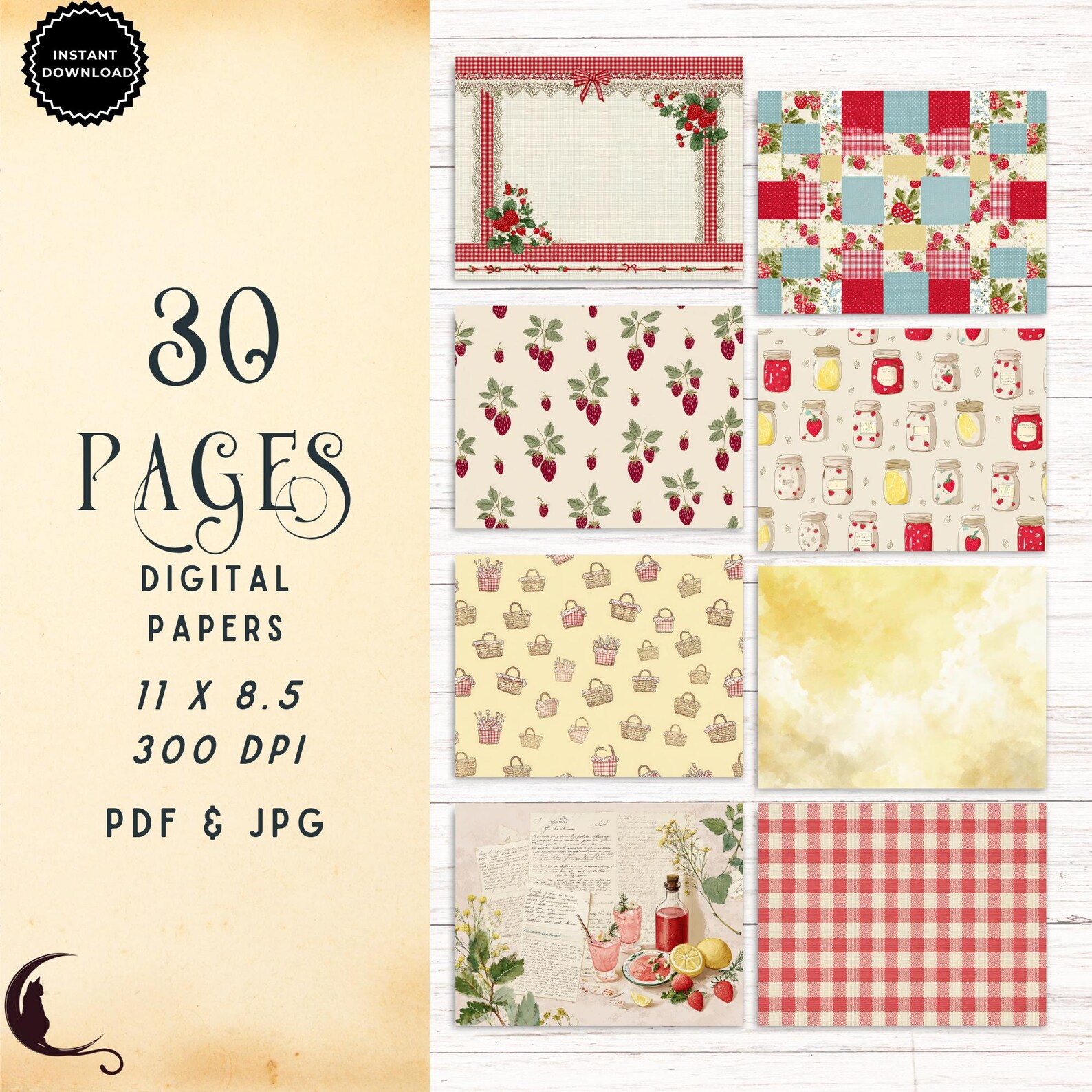 Picnic Filler Junk Journal Pages, Cottagecore Ephemera Summer Scrapbook ...