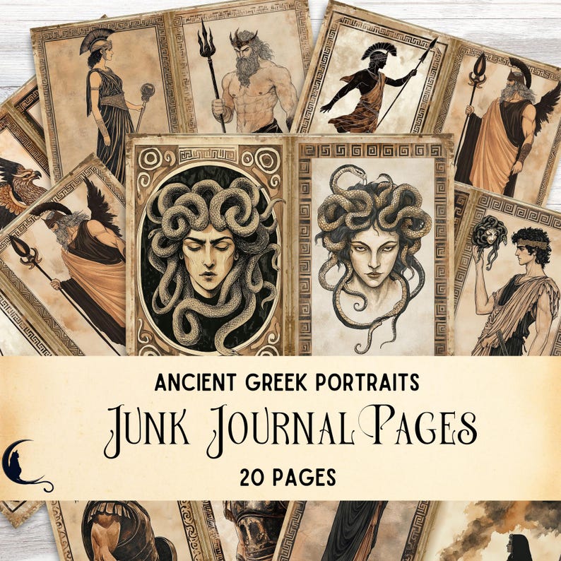 Ancient Greek Mythology Junk Journal, Medusa Scrapbook Paper Kit ...