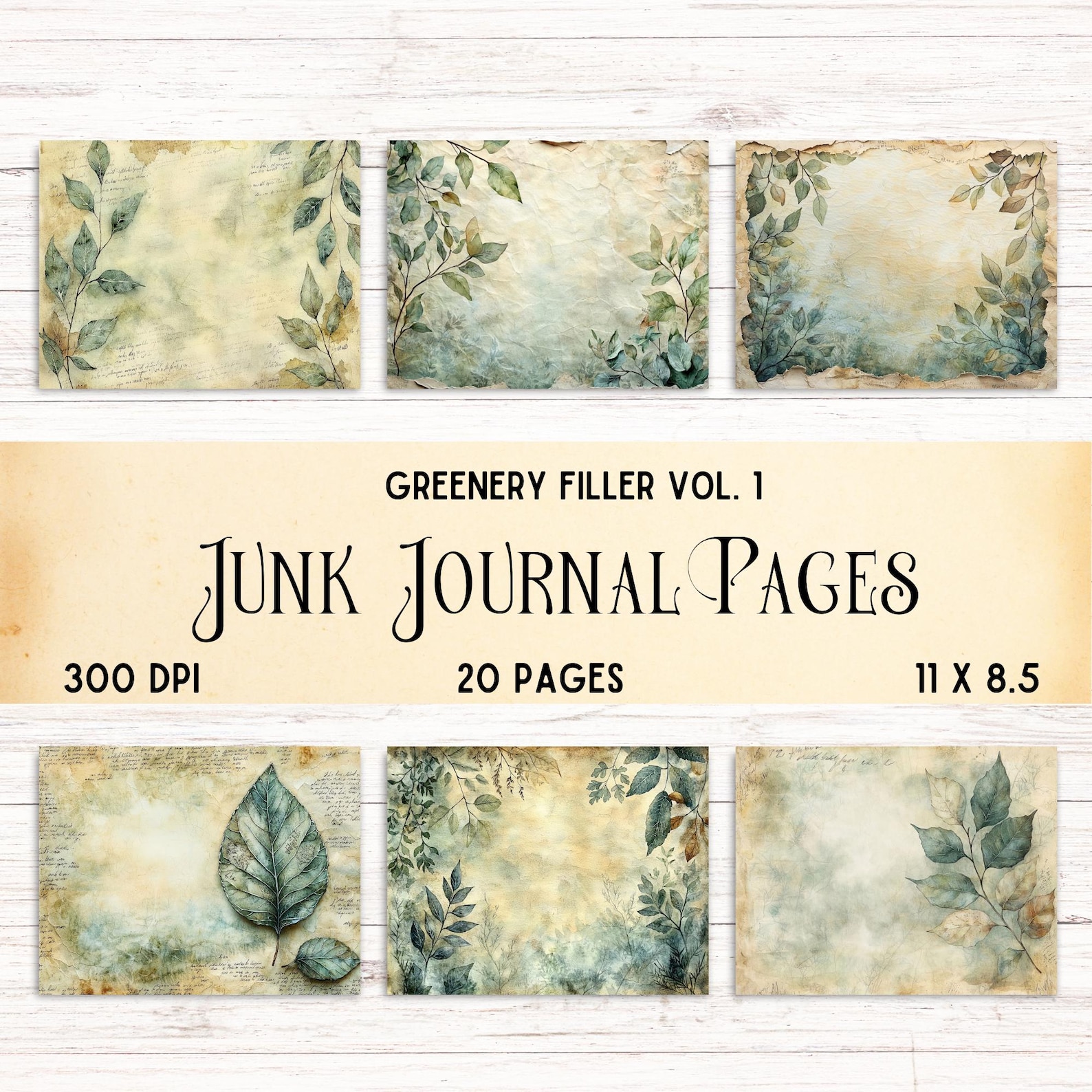 Greenery Junk Journal Filler Pages, Botanical Ephemera, Herbal Nature ...