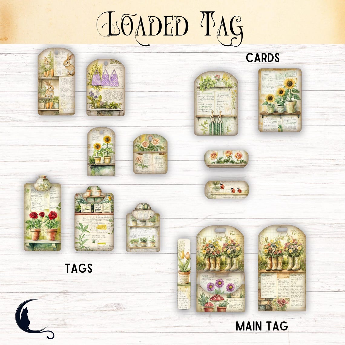 Gardening Diary Kit Loaded Tags, Printable Junk Journal Ephemera ...