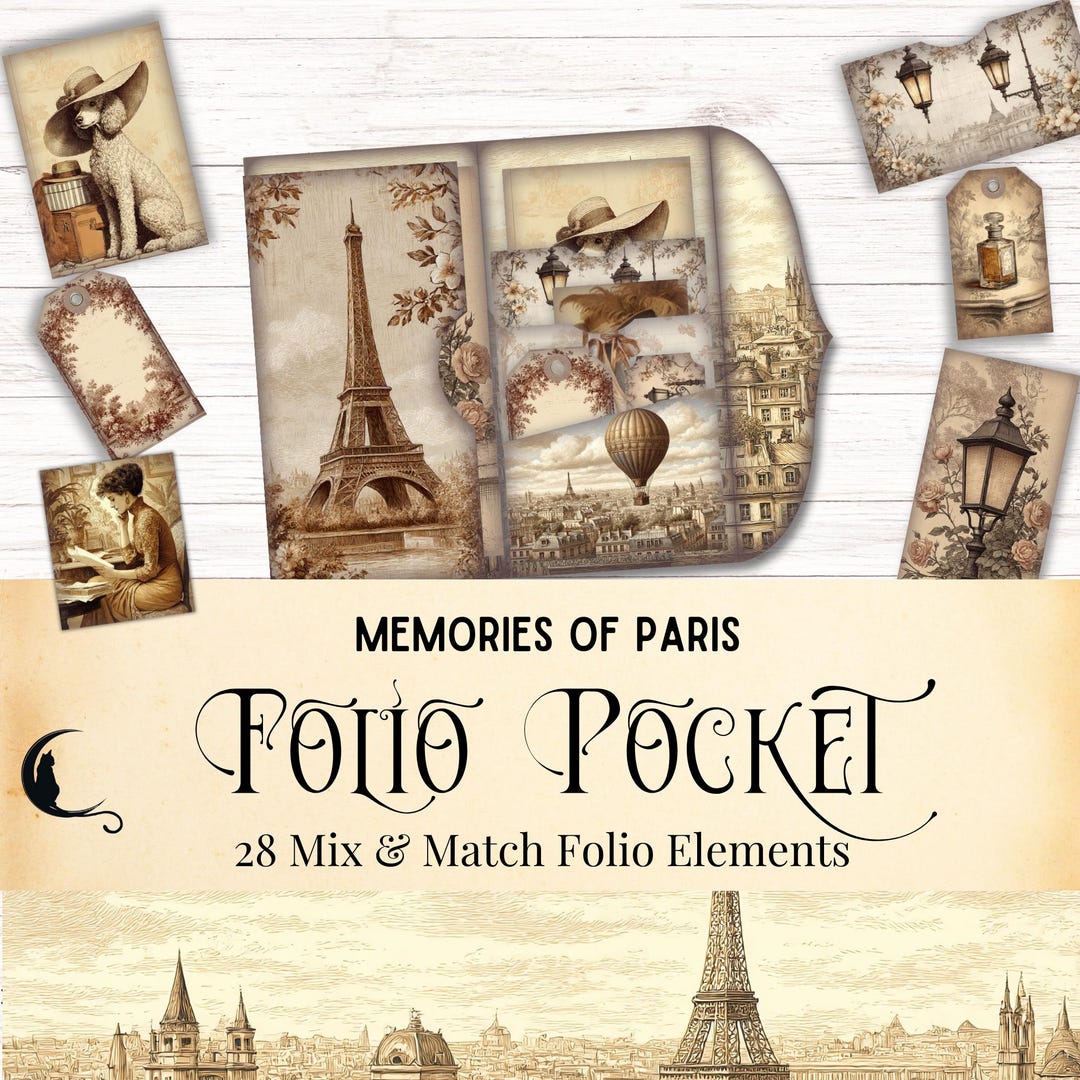 Vintage Paris Junk Journal Folio Kit Printable Pocket, French Toile De ...