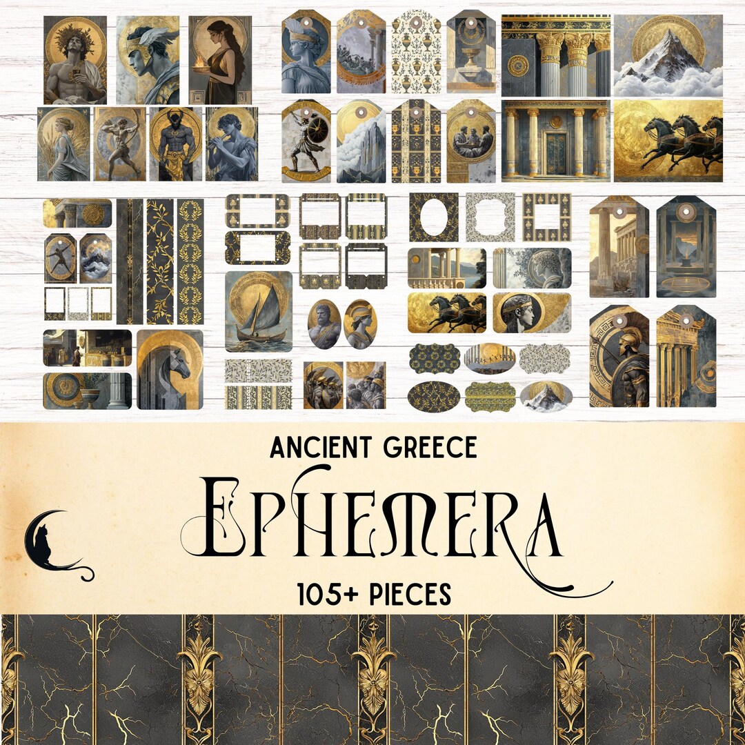 Ancient Greece Junk Journal Ephemera Kit, Printable Ephemera Tags ...