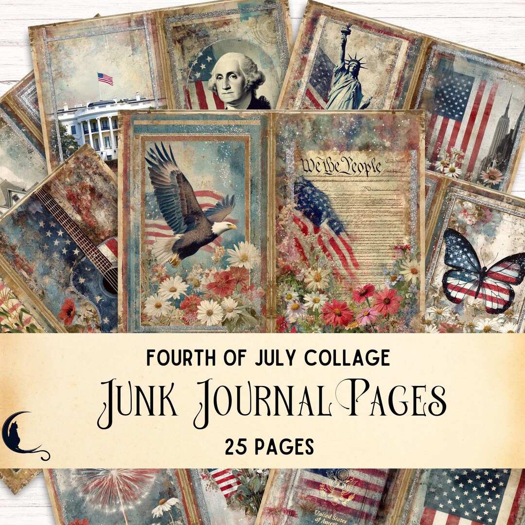 Vintage Fourth of July Collage Junk Journal, Printable Patriotic ...