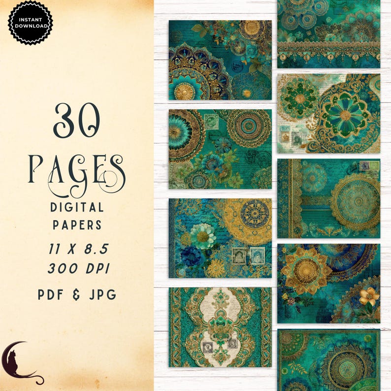 Indian Mandala Collage Junk Journal Kit, Printable Digital Scrapbook ...