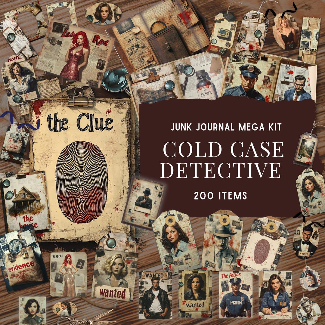 Cold Case Junk Journal Kit, Mystery Case File, Scrapbook Kit, Folding ...