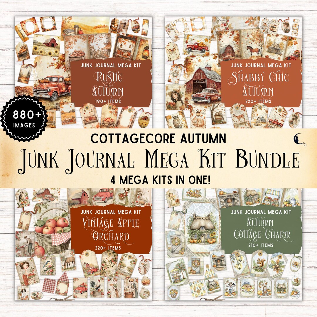 Cottagecore Autumn Junk Journal Kit Bundle, Vintage Fall Ephemera ...