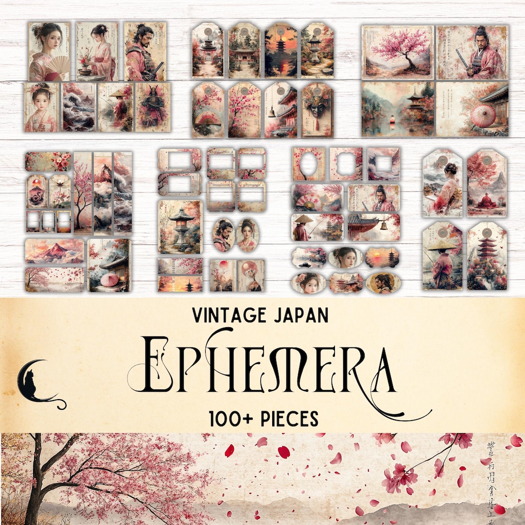 Vintage Japan Junk Journal Ephemera Kit, Samurai Printable Ephemera ...