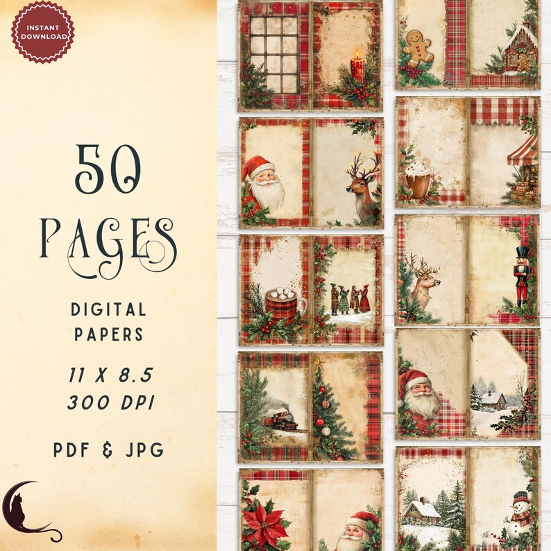 Rustic Plaid Christmas Junk Journal Kit, Tartan Christmas, Paper Craft ...