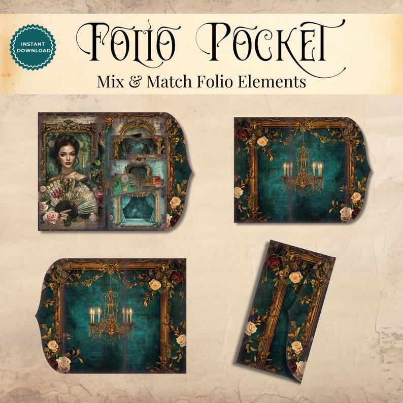 Opera Junk Journal Folio Kit, Printable Pocket Ephemera, Baroque Frame ...