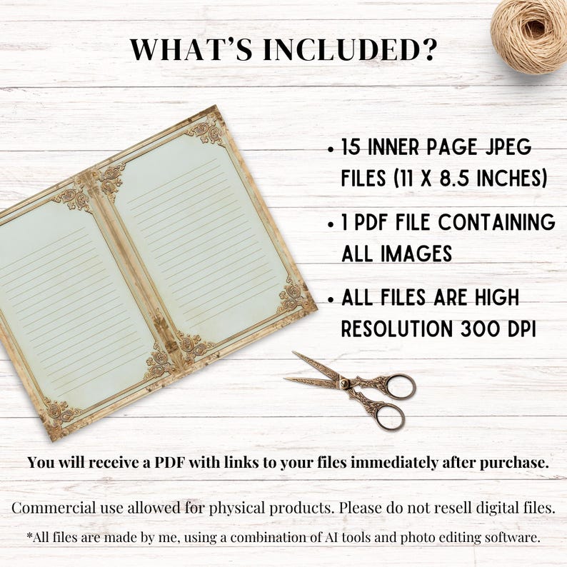 Dusty Blue Antique Corner Junk Journal Pages, Digital Vintage Lined and ...