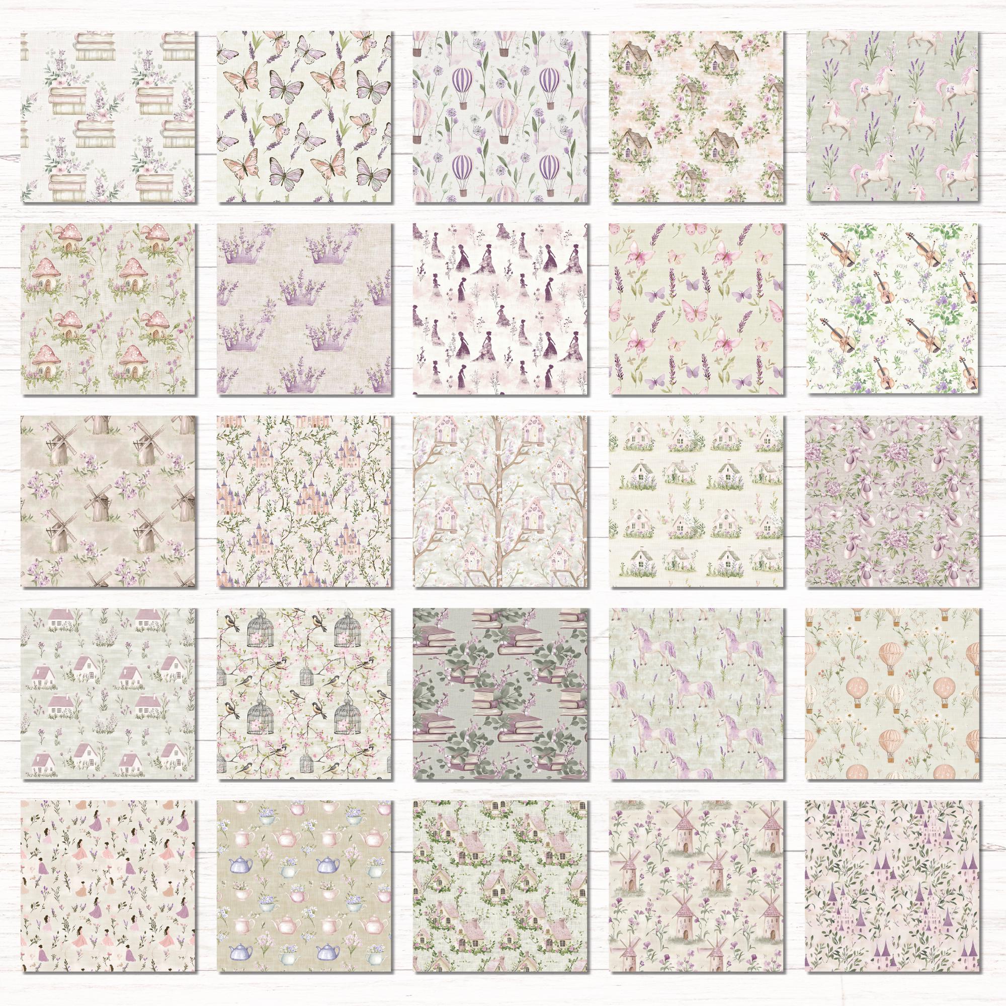 Seamless Fairytale Digital Paper, Enchanted Storybook Linen Texture ...