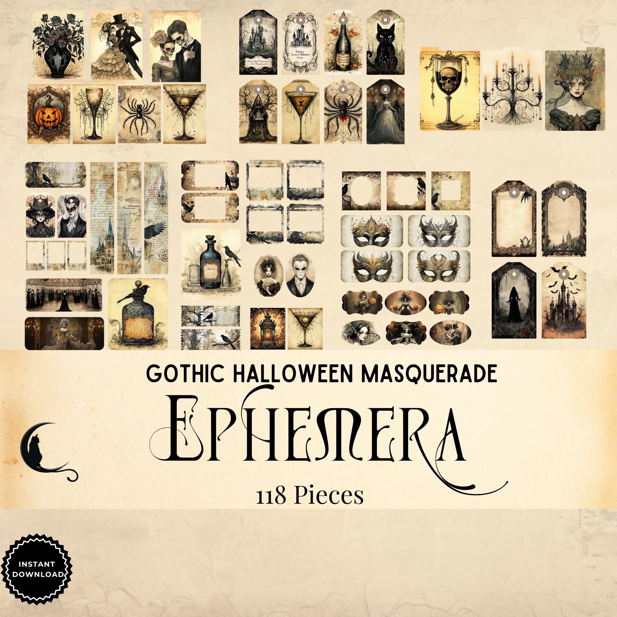 Vintage Gothic Halloween Ephemera Kit Vintage Ephemera Printable Junk ...