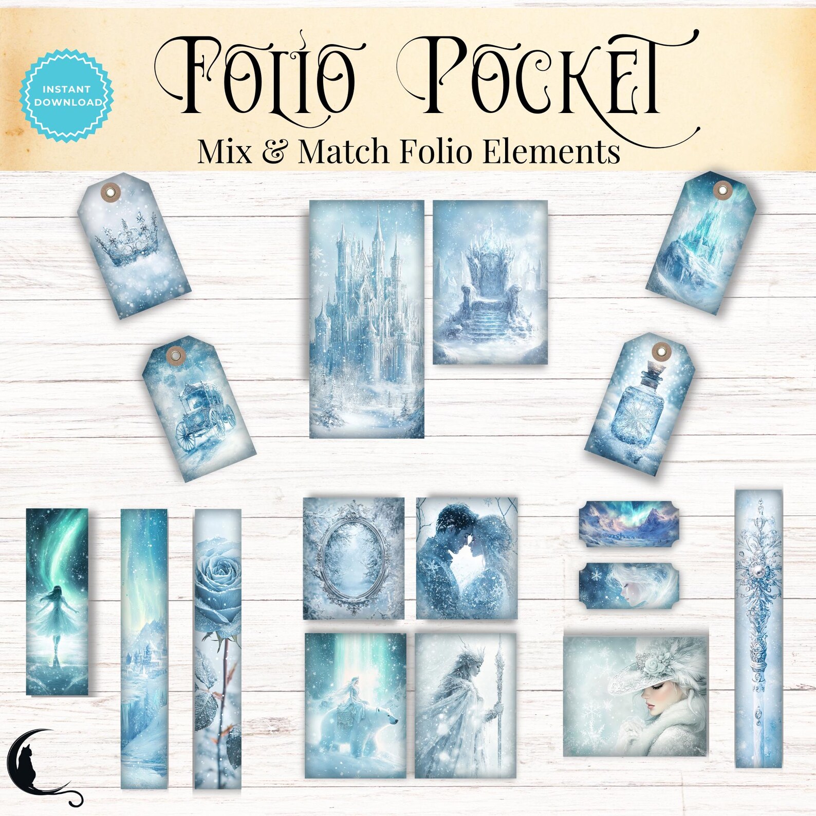 Enchanted Ice Kingdom Junk Journal Folio Kit Printable Pocket Ephemera ...