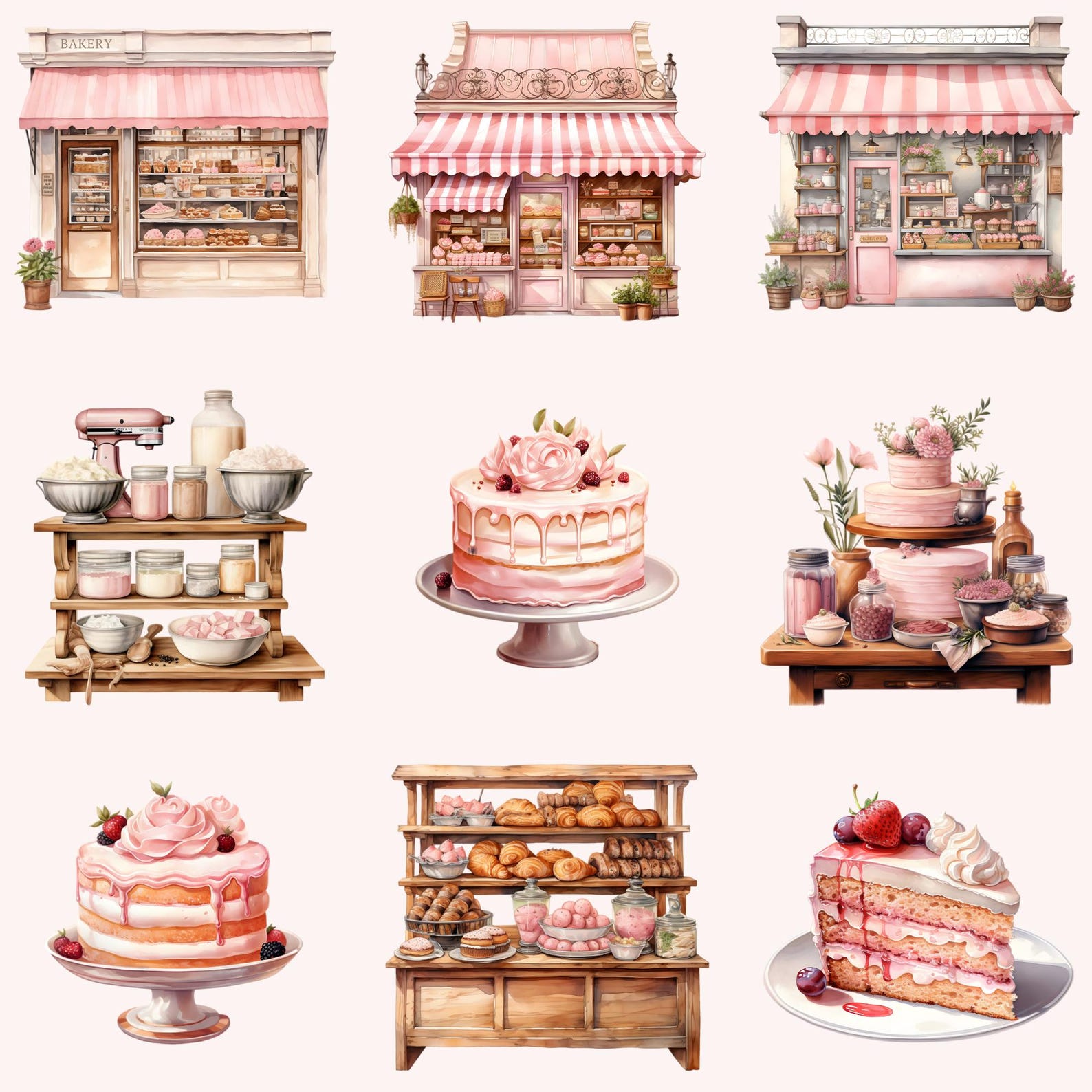 Watercolor Baking Clipart, Baking Supplies Png, Home Bakery Logo ...