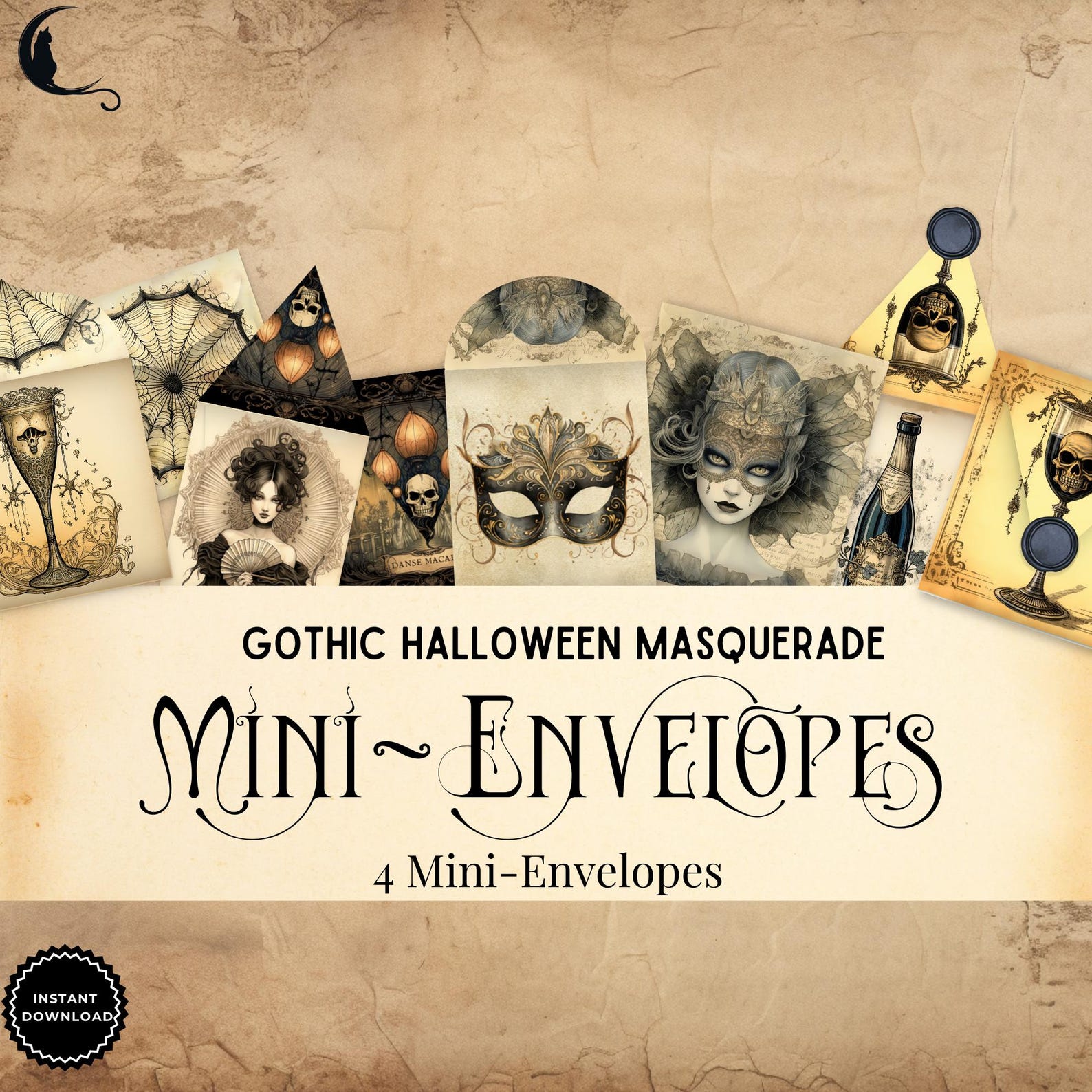 Vintage Halloween Gothic Masquerade Mini-envelopes | Junk Journal Kit ...