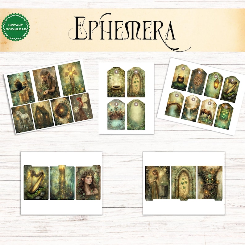 Enchanted Celtic Forest Junk Journal Ephemera Kit, Printable Digital ...