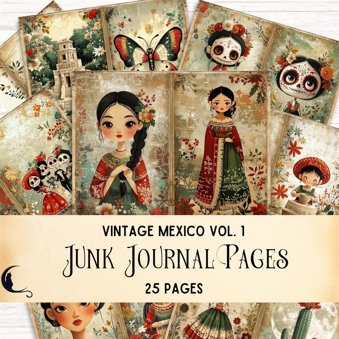 Vintage Mexico Digital Junk Journal, Colorful Mexican Heritage Digital ...