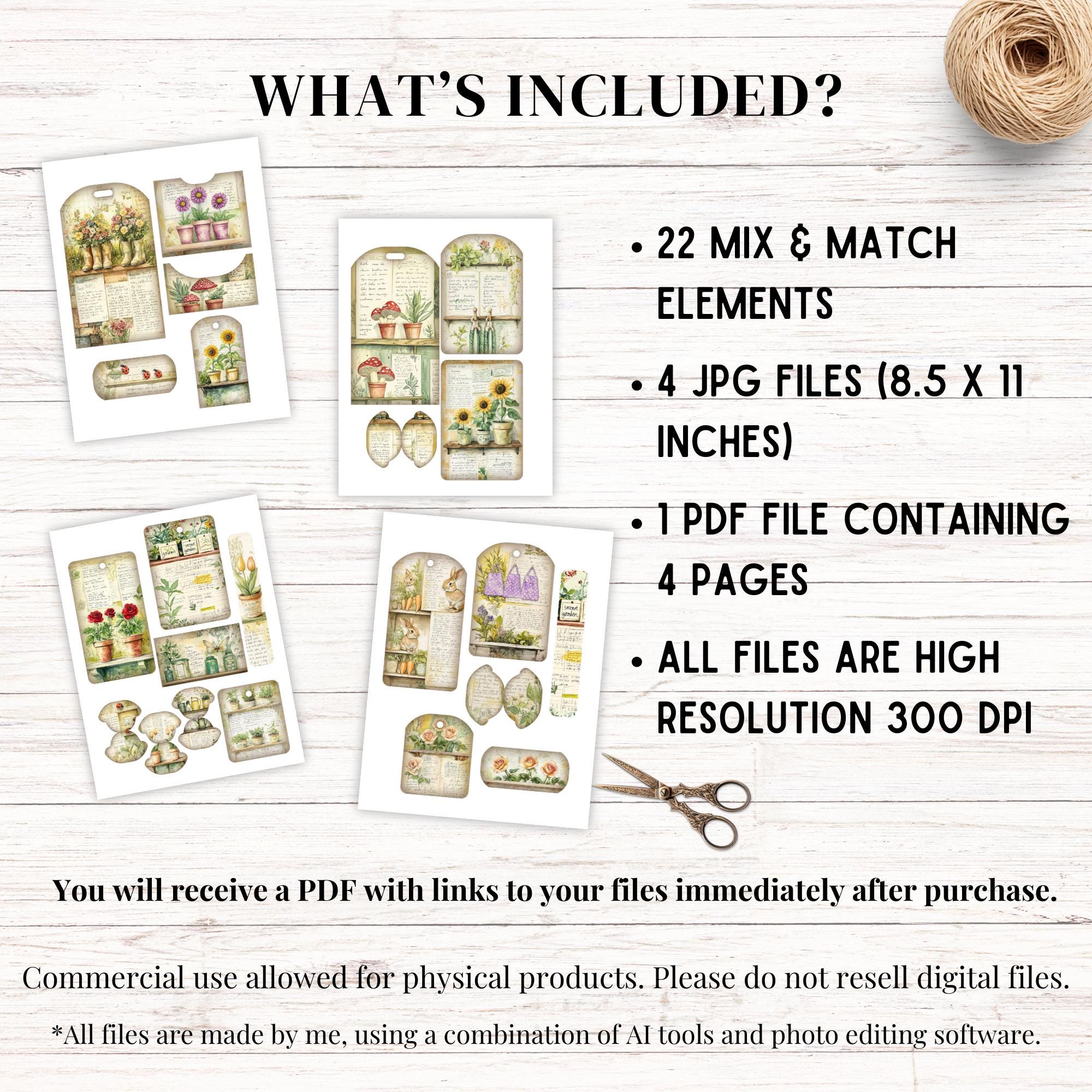 Gardening Diary Kit Loaded Tags, Printable Junk Journal Ephemera ...