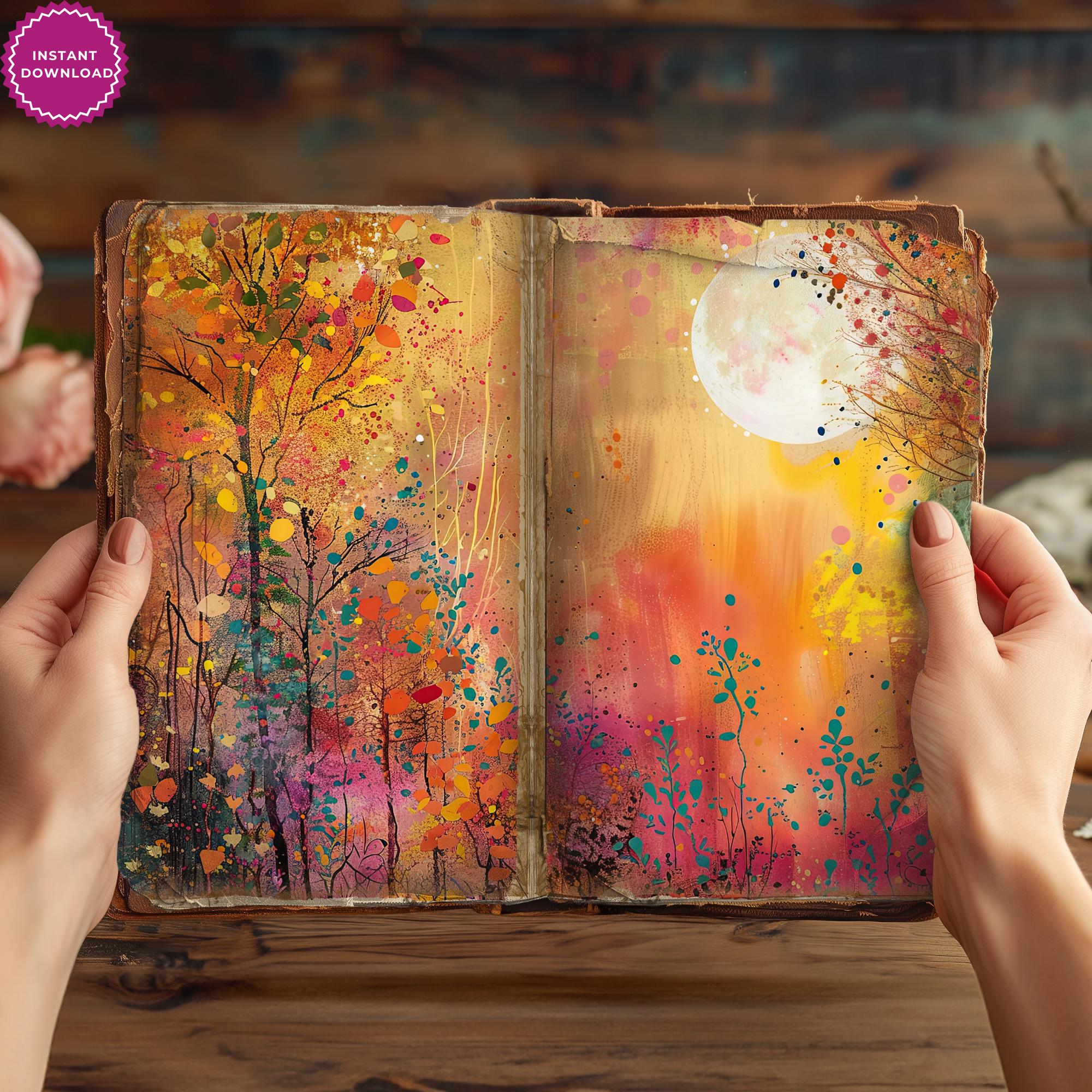 Colorful Autumn Collage Junk Journal Pages, Digital Fall Scrapbook ...