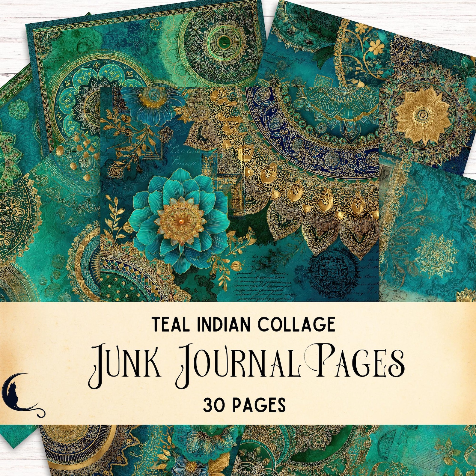 Indian Mandala Collage Junk Journal Kit, Printable Digital Scrapbook ...