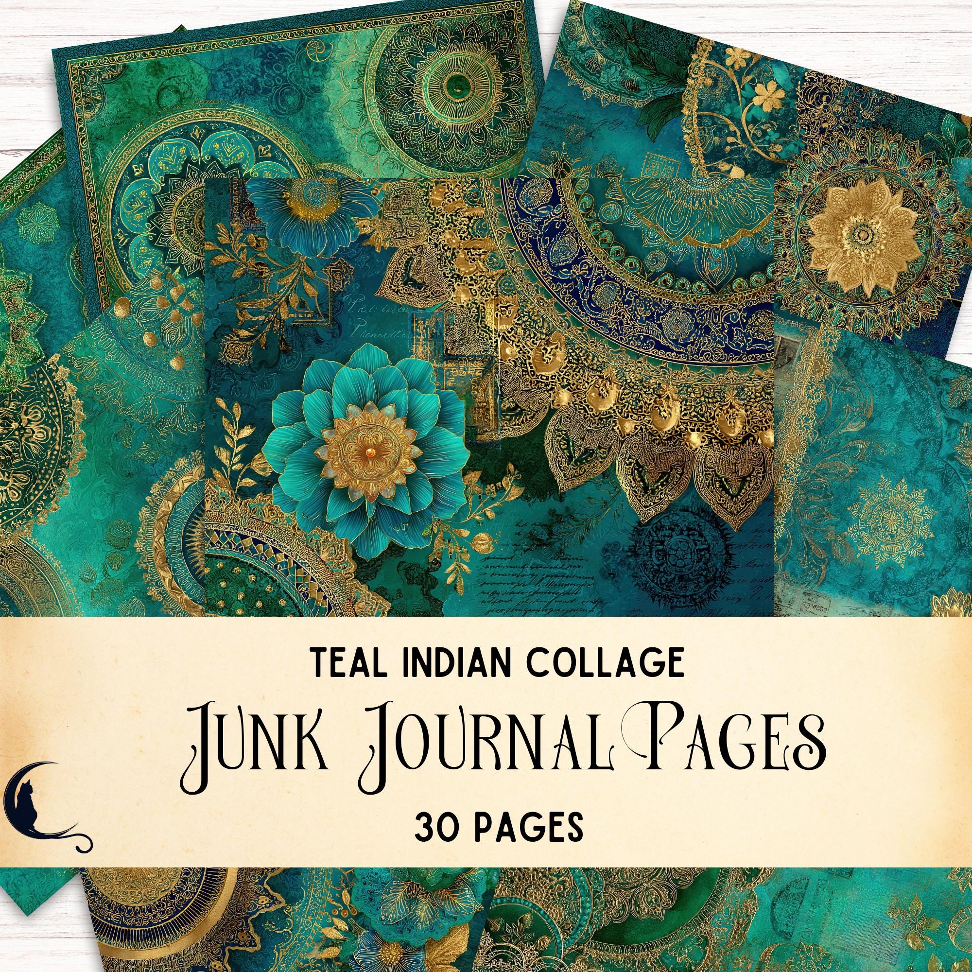 Indian Mandala Collage Junk Journal Kit, Printable Digital Scrapbook ...