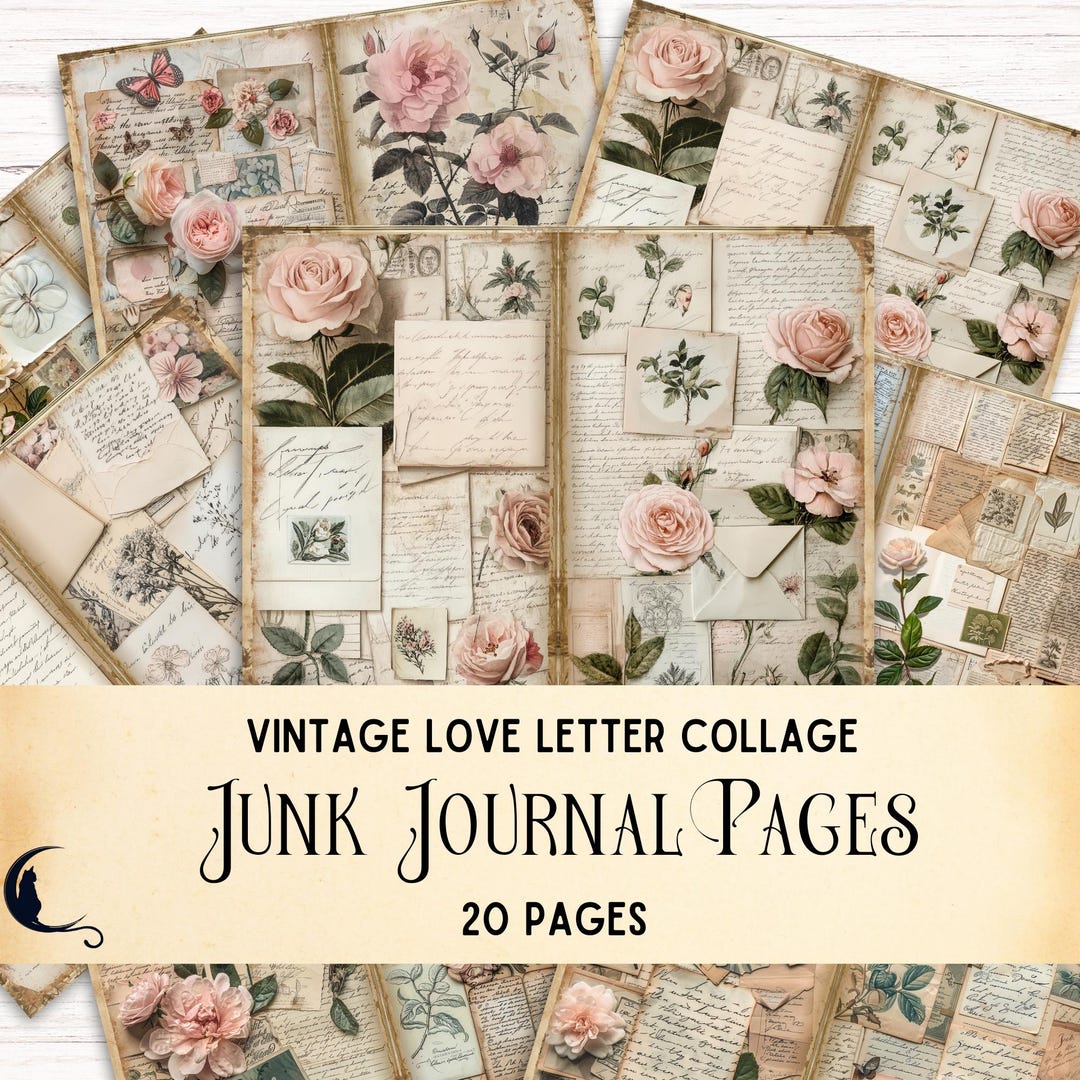 Vintage Floral Love Letter Junk Journal Pages, Printable Collage ...