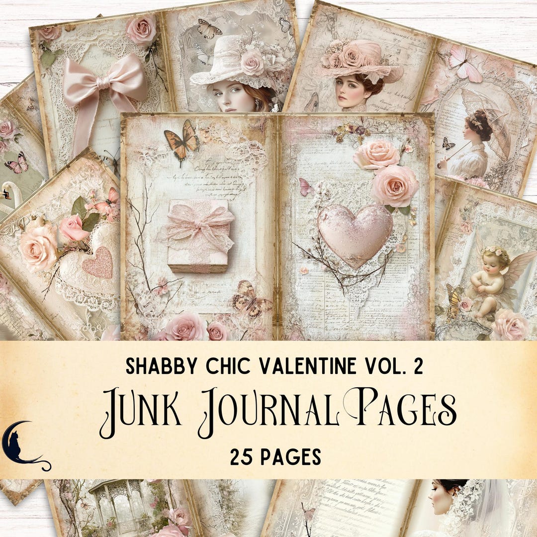 Shabby Chic Valentine’s Day Junk Journal Kit, Printable Victorian ...