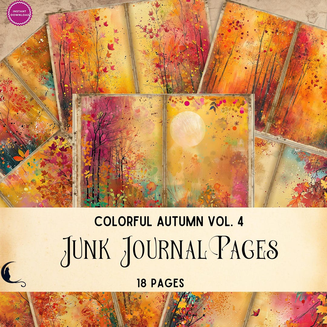 Colorful Autumn Collage Junk Journal Pages, Digital Fall Scrapbook ...