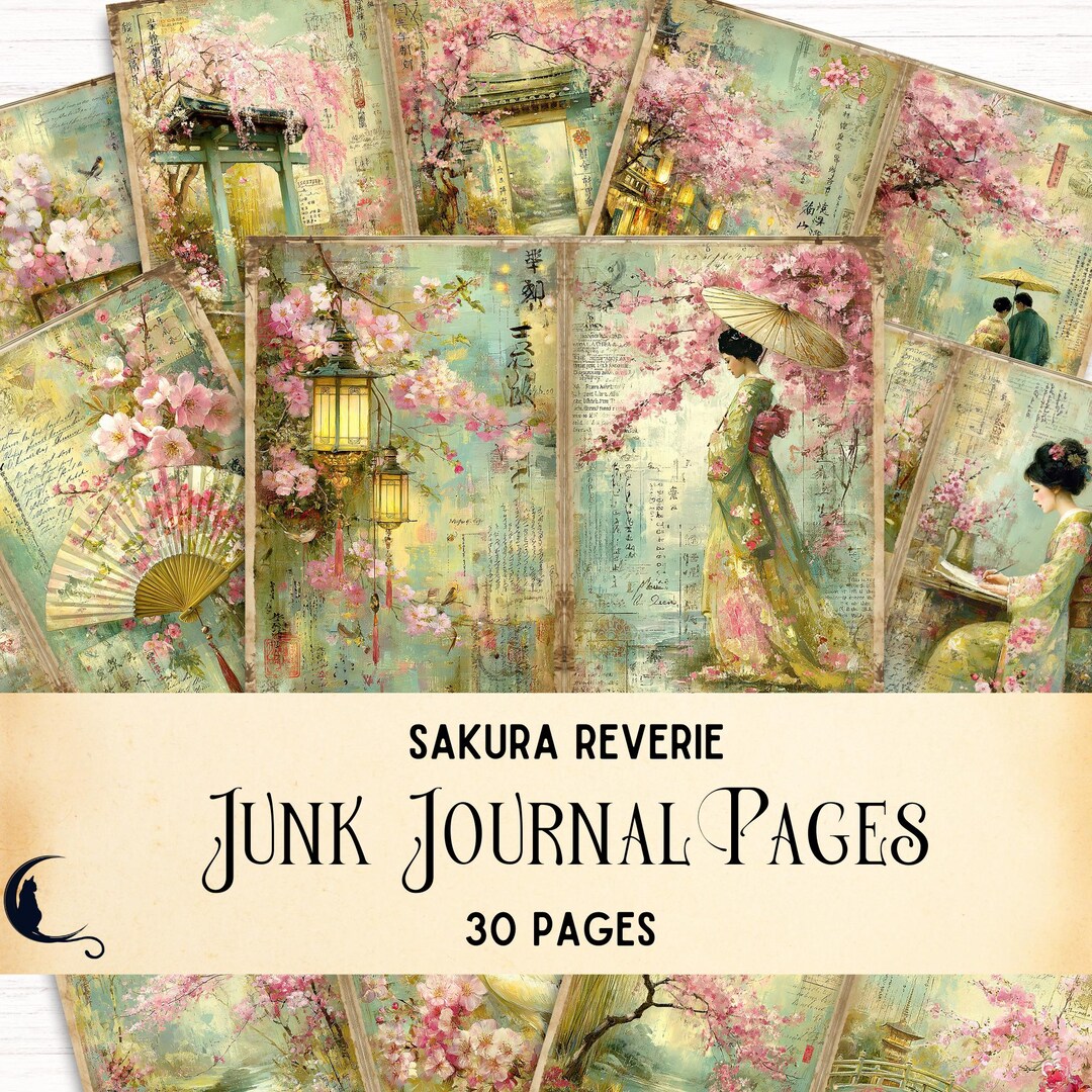 Sakura Reverie Junk Journal Kit, Printable Japanese Cherry Blossom ...