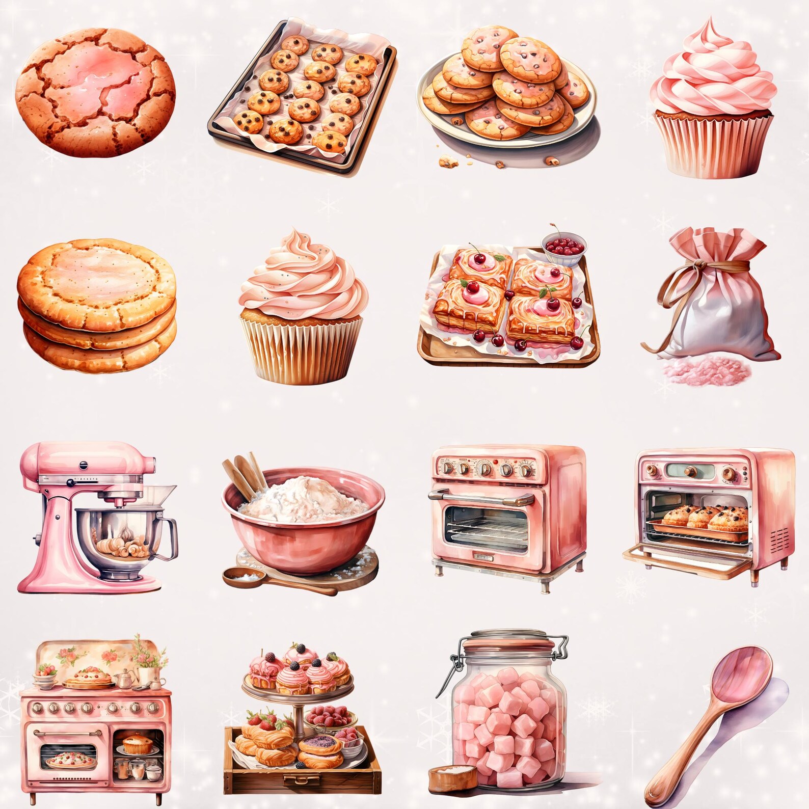 Watercolor Baking Clipart, Baking Supplies Png, Home Bakery Logo ...