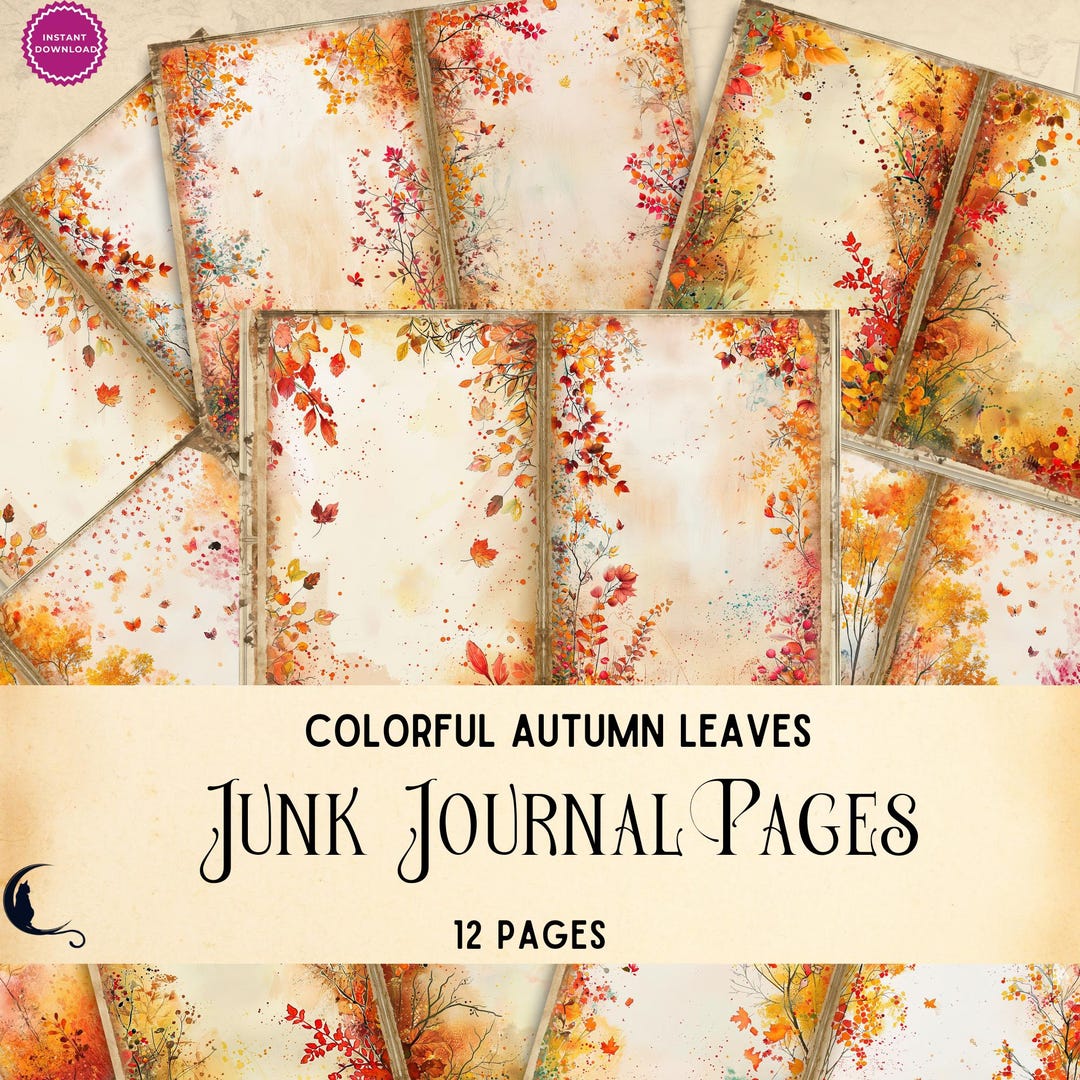 Colorful Autumn Borders Junk Journal Pages, Digital Fall Scrapbook ...