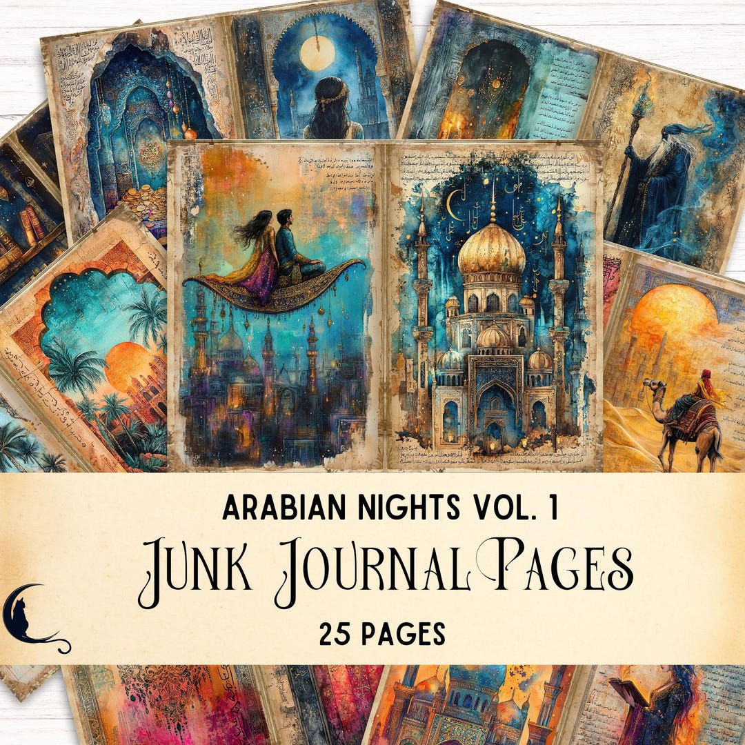 Arabian Nights Junk Journal Pages Vintage Fantasy Ephemera Colorful ...