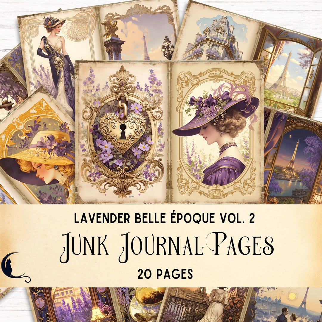 Lavender Belle Epoque Junk Journal Kit, Art Nouveau Digital Paper ...