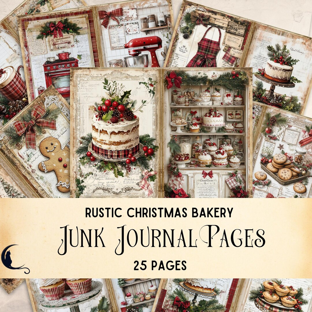 Rustic Christmas Baking Junk Journal Pages, Holiday Bakery Printable ...