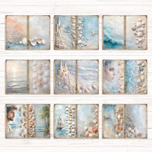 Beach Junk Journal Kit, Coastal Printable Folio Pocket, Nautical ...