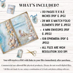 Beach Junk Journal Kit, Coastal Printable Folio Pocket, Nautical ...