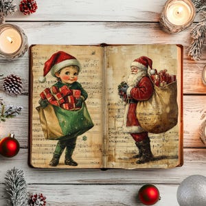 Vintage Christmas Music Collage Printable Junk Journal Pages, Holiday ...