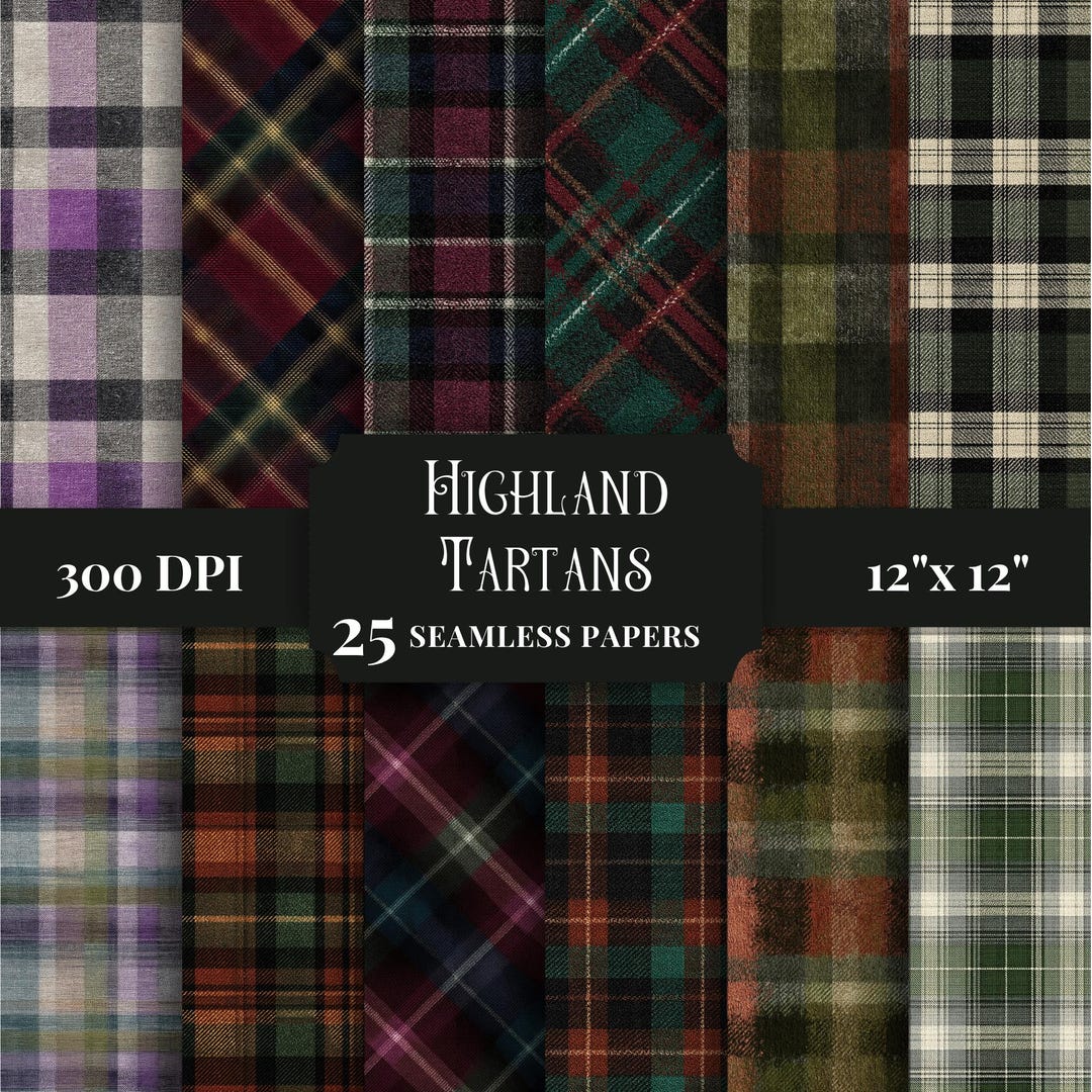 Seamless Tartan Plaid Digital Paper, Printable Patterns for ...