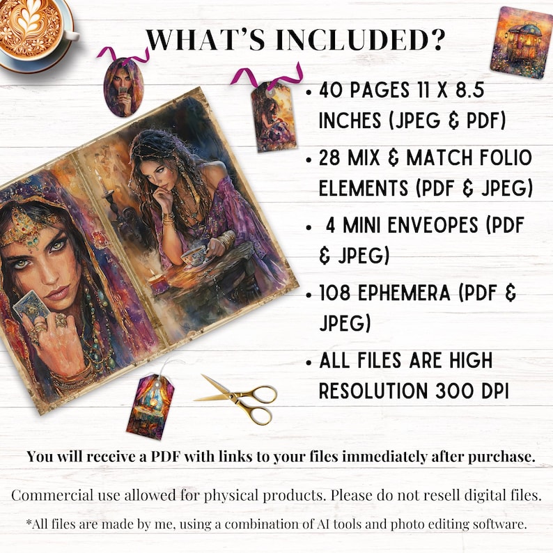 Gypsy Junk Journal Kit, Printable Folio Kit, Vintage Bohemian Ephemera ...