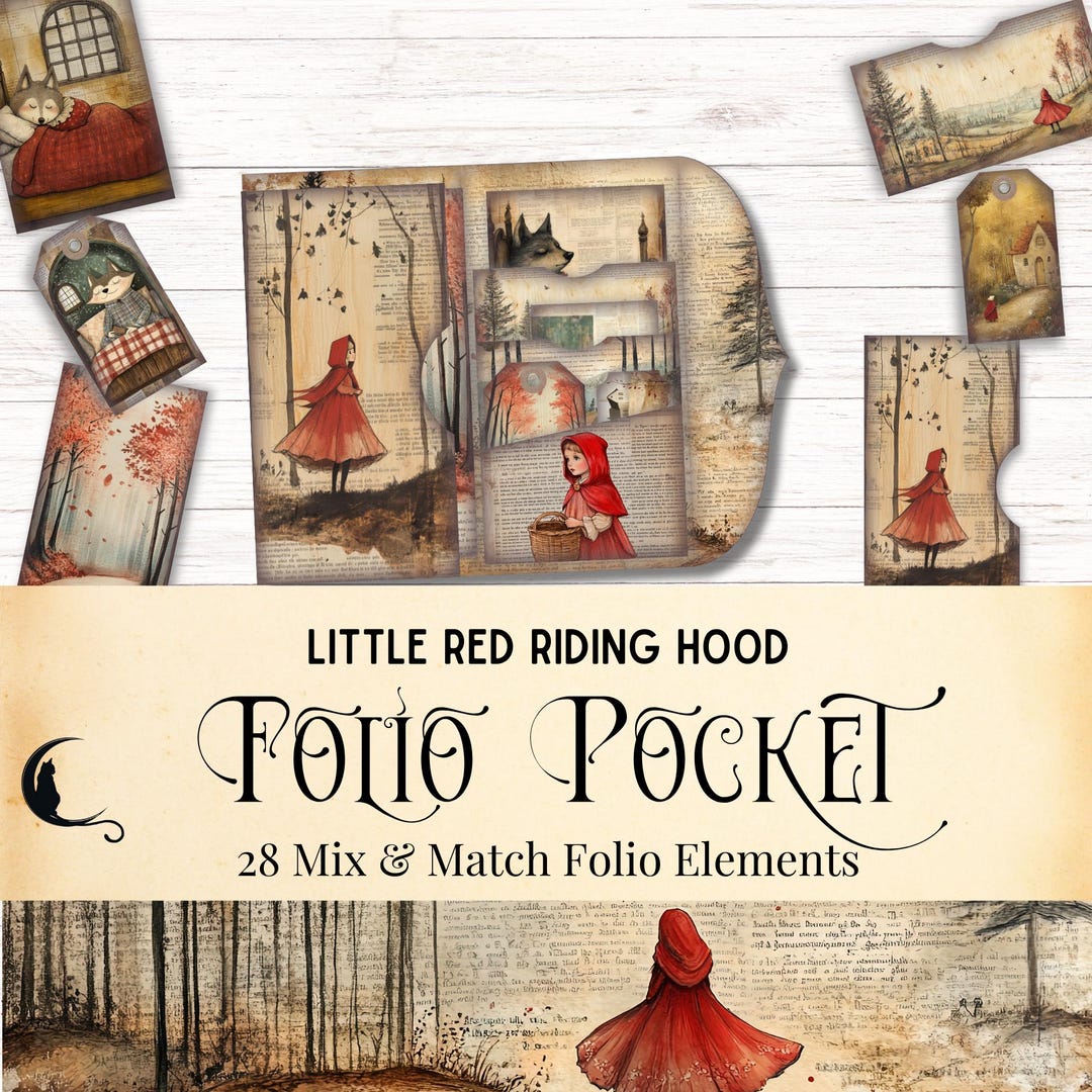 Little Red Riding Hood Folio Kit, Fairytale Junk Journal, Printable ...