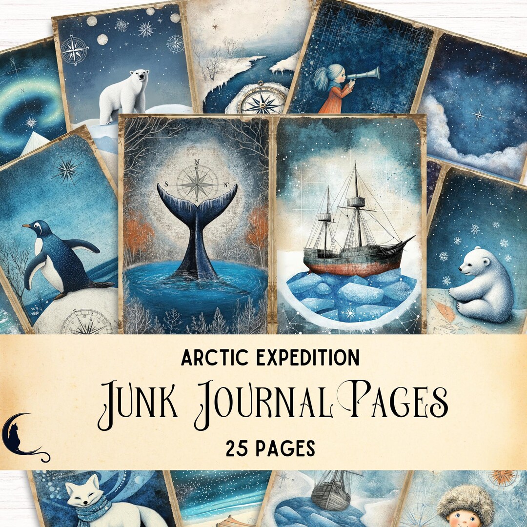 Arctic Expedition Junk Journal Pages, Polar Adventure Travel Scrapbook ...