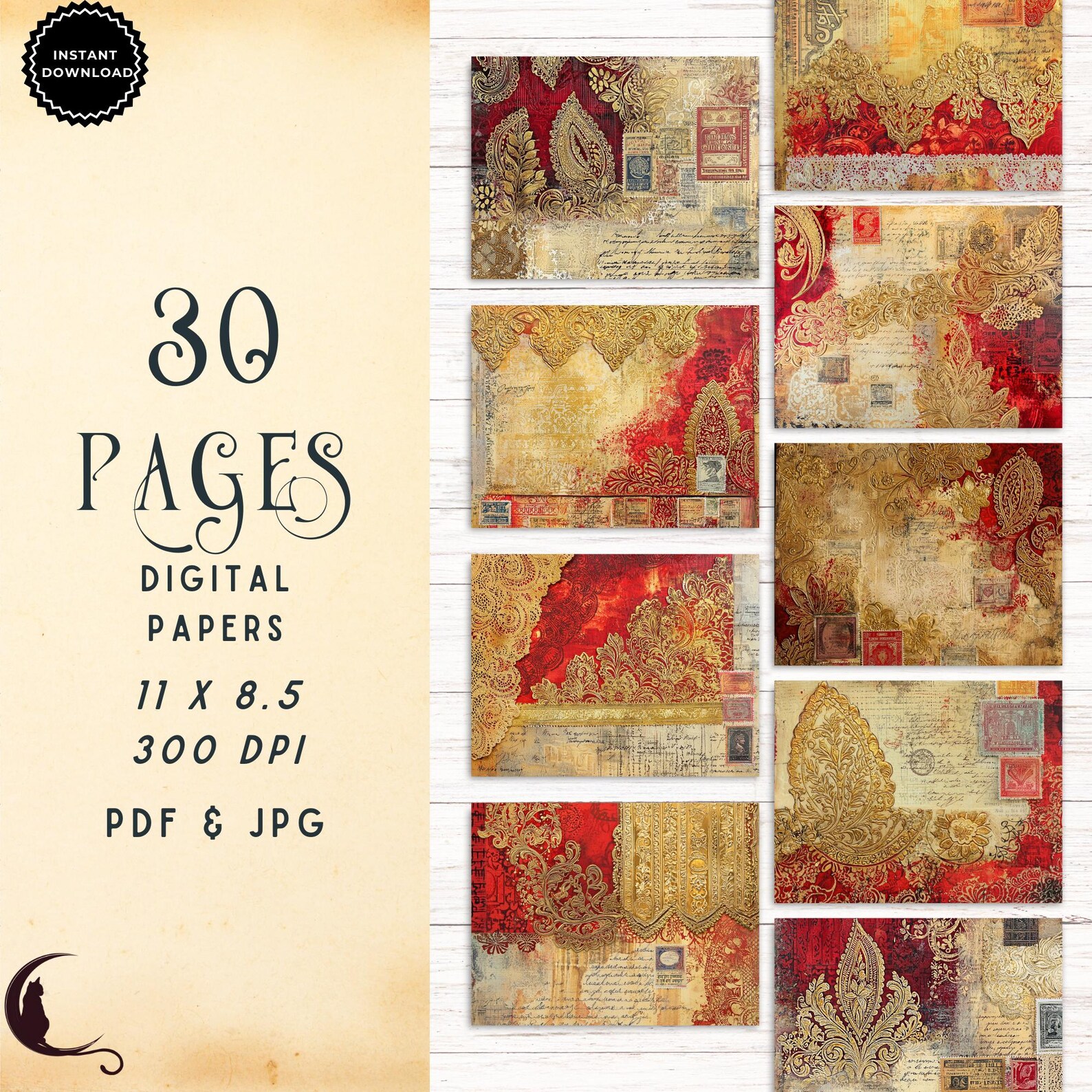 Vintage Indian Sari Scraps Collage Junk Journal Pages Antique Scrapbook ...