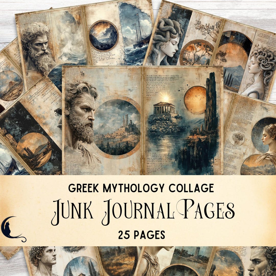 Ancient Greek Mythology Junk Journal Pages, Digital Collage Sheets ...