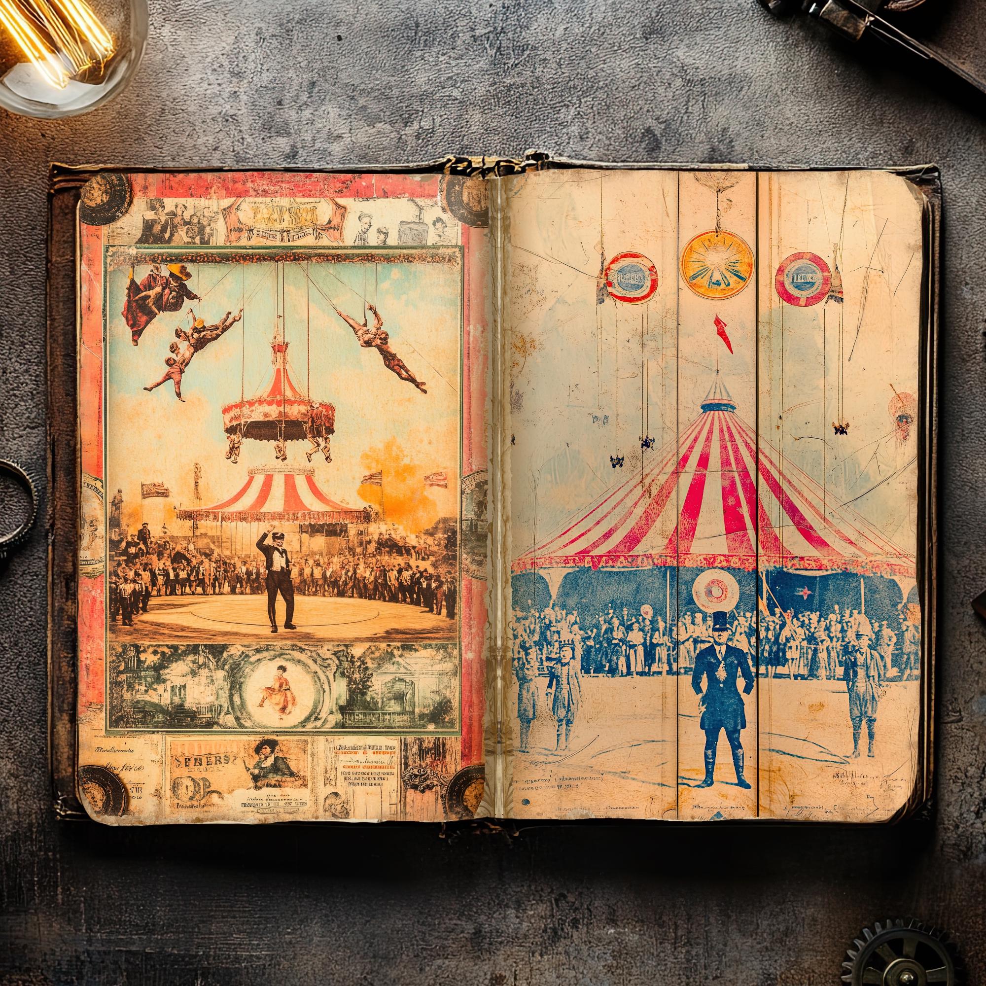 Retro Circus Posters Junk Journal Kit, Vintage Circus Ephemera ...