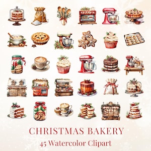 Retro Christmas Bakery Clipart, Commercial Use, Retro Handdrawn Baking ...