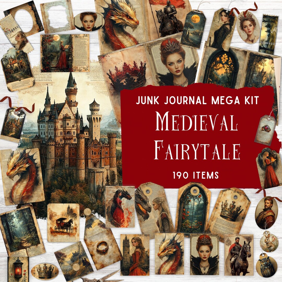 Medieval Fairytale Junk Journal, Fantasy Scrapbooking Supplies ...