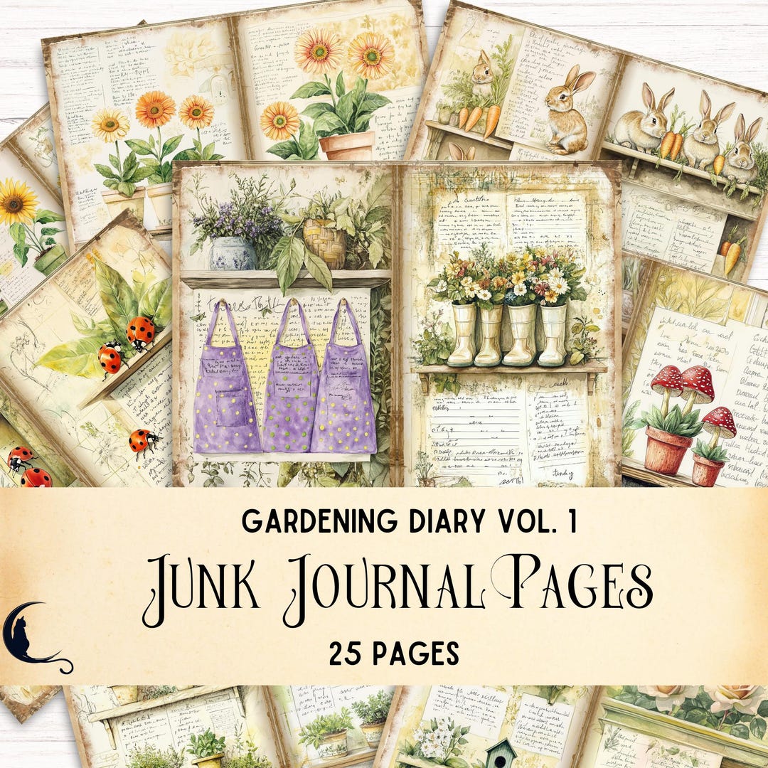 Gardening Diary Junk Journal Pages, Printable Vintage Botanical ...