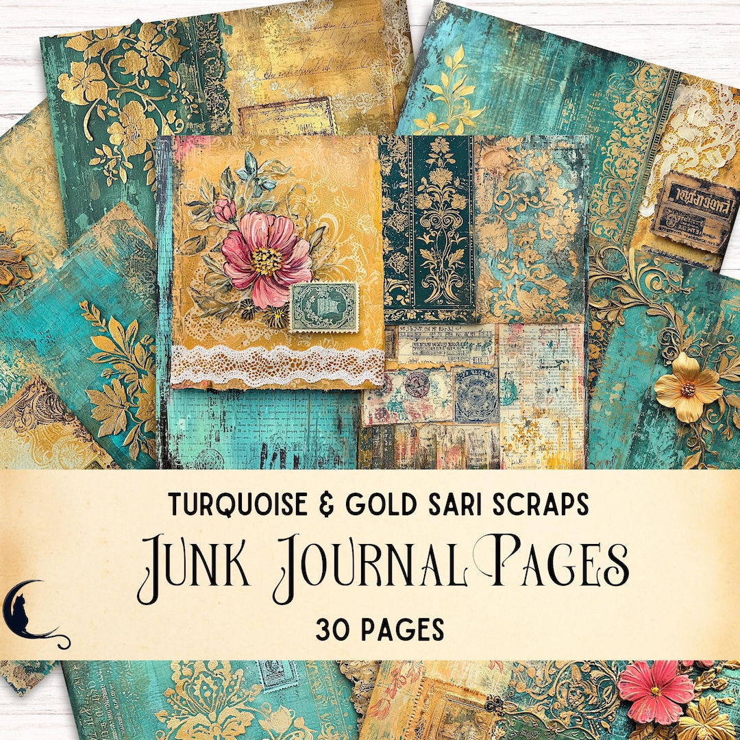 Vintage Indian Sari Scraps Collage Junk Journal Pages Antique Scrapbook ...