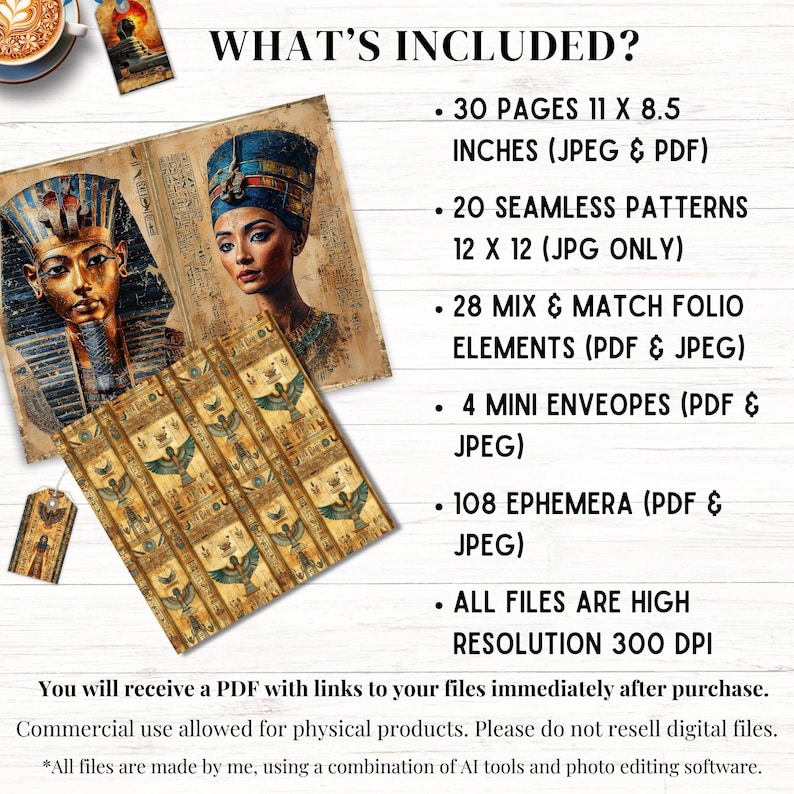 Ancient Egypt Junk Journal Kit, Printable Folio Kit, Vintage Ephemera ...